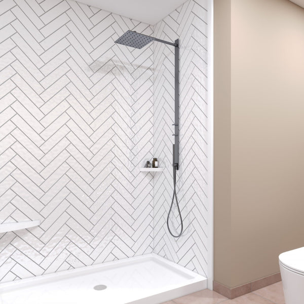 3x12 shower panels, herringbone pattern, glossy finish, bathroom decor ...