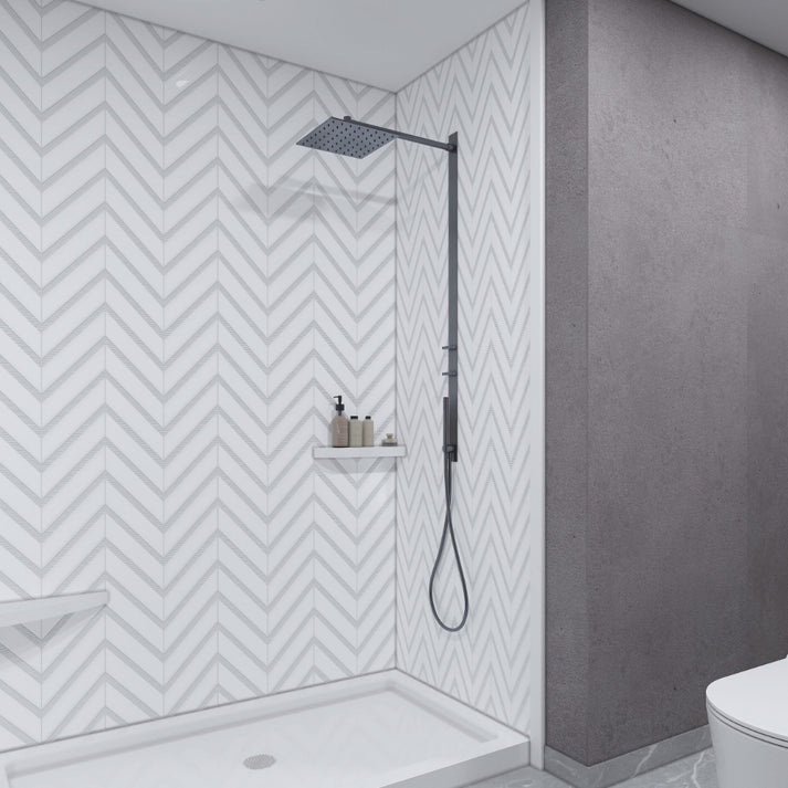 herringbone texture, glossy finish, shower panels, bathroom decor ...